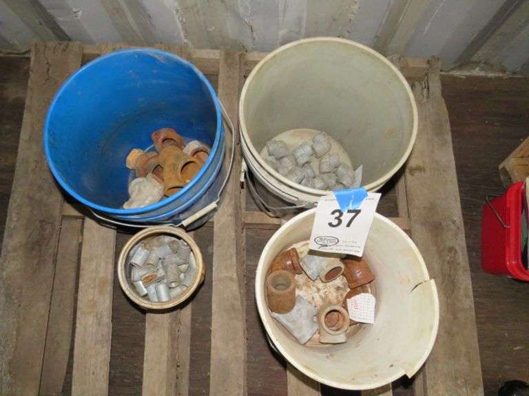 4 BUCKETS OF PLUMBING SUPPLIES 50 1/2 3,000 LB COUPLINGS, 20 1/2" 2,000 ...