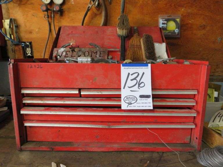 TOP CABINET TOOL BOX APPROX. 12"X26" AND ASSTD. TOOLS - McPherson ...