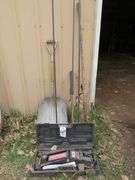 SCOOP SHOVEL , PITCH FORK, MALL , 3 WATER KEYS , SML. CRAFTSMAN JACK ...