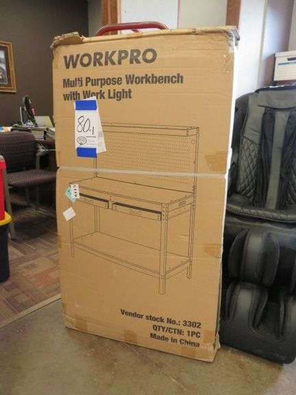WORKPRO MULTI PURPOSE WORKBENCH WITH WORKLIGHT NEW IN BOX APPROX 4'X2 ...