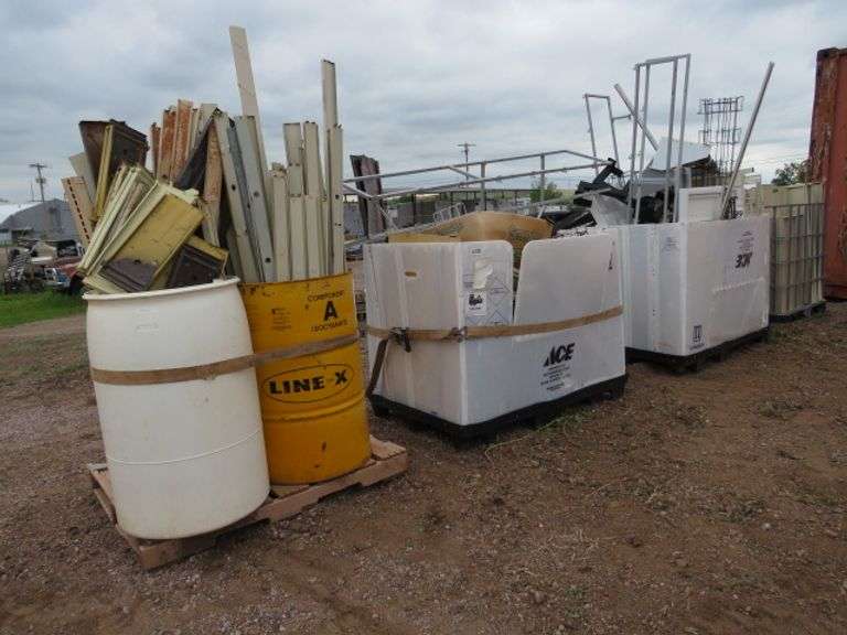 4 PALLETS OF LOZIER STORE SHELVING AND MISC. CARD RACKS ALL TO GO ONE ...