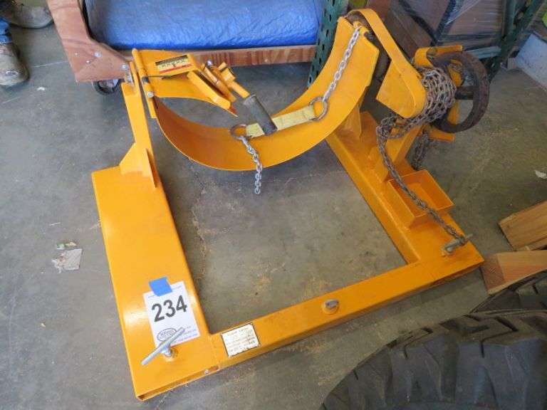 Forklift tilting barrel picker for transport and dumping of 55 gallon ...