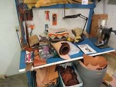 WORK BENCH WITH PEG BOARD BACK INCLUDES TIPPMANN BOSS HAND STITCHER ...
