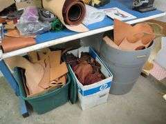 WORK BENCH WITH PEG BOARD BACK INCLUDES TIPPMANN BOSS HAND STITCHER ...