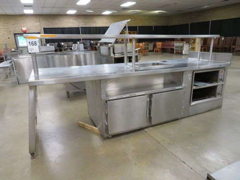 SS HOT COLD DBL. SIDED PLATING STATION WITH UPPER SHELF 118"LONG X 36 ...