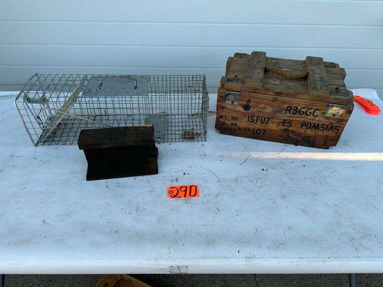 Live Trap, Military Crate, Section of Railroad Track - Meagher Auctioneers