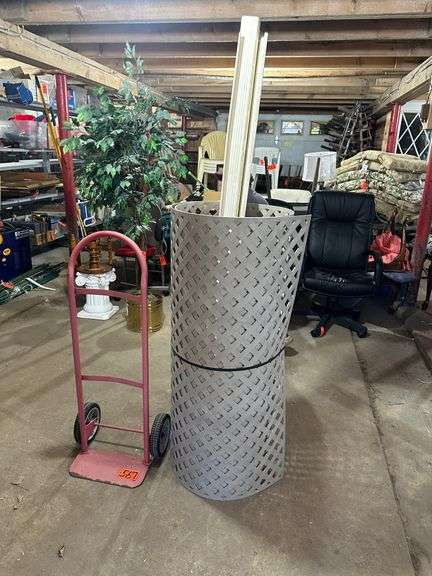Poly Lattice, 2 Wheel Dolly, Gutter Parts - Meagher Auctioneers