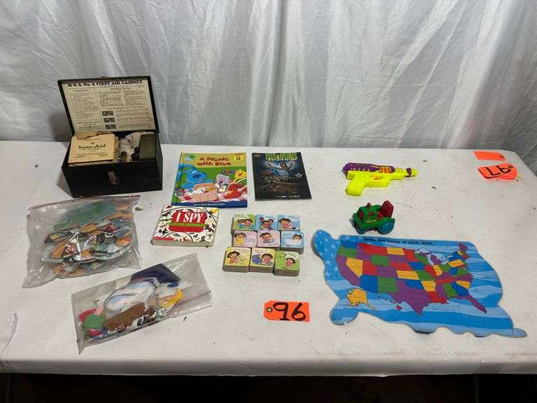 Vintage First Aid Kit, Puzzles, Books - Meagher Auctioneers