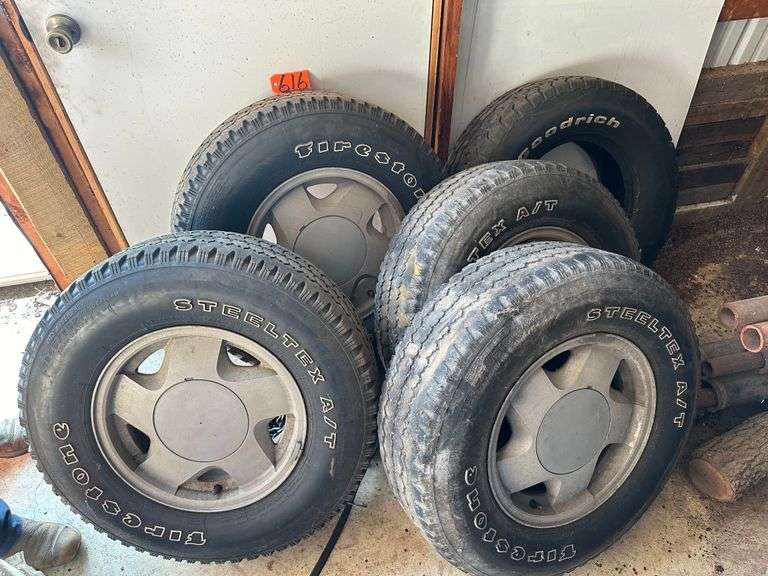 Set of 245/75R16 Firestone Tires on Chevrolet 6 Bolt Rims, BF Goodrich ...