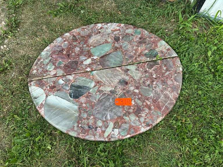 Pair of Half Circle Granite Slabs - Meagher Auctioneers