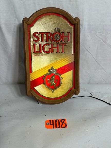 Stroh Light Beer Sign - Meagher Auctioneers