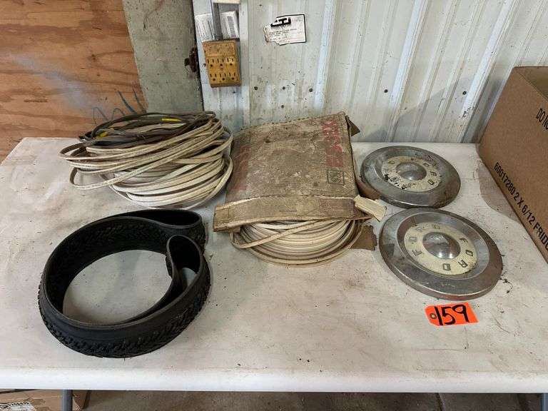 Tire, Electrical Wire, Ford Hub Caps - Meagher Auctioneers