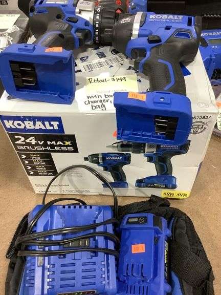 Kobalt 24v Max Brushless 2 Tool Combo Kit, With battery, charger and ...