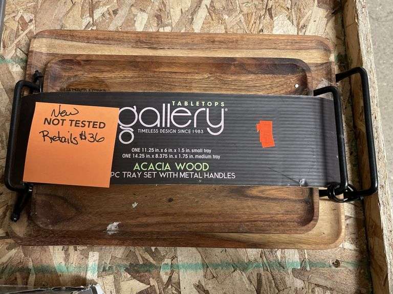 Acacia wood Two piece tracer with metal handles - Metzger Property ...