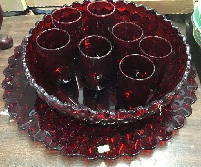 Ruby cups, bowl and platter - Metzger Property Services, LLC