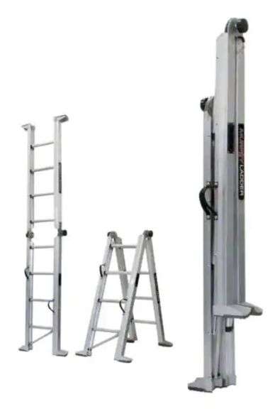 Murphy Ladder 9 ft. Height 12 ft. Reach Aluminum Fully Compactable ...