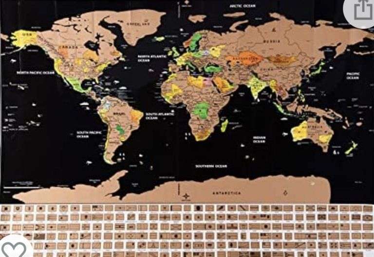 Scratch Off World and USA Travel Map XL Poster w Precision Scratch ...