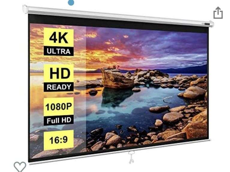 VIVOHOME 100 Inch Manual Pull Down Projector Screen, 16:9 HD ...