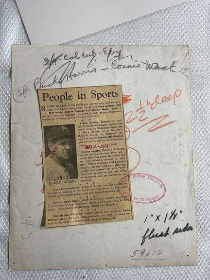 1940’s Original Wire Photo Major League Baseball Buck Harris and Connie ...