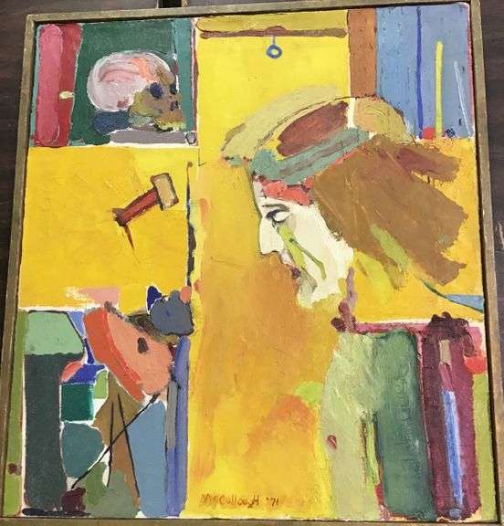 George McCullough Yellow Cross Christ painting 19x21 - Metzger Property ...