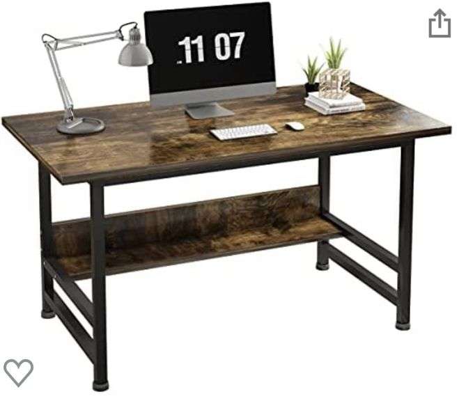 Wooden Office Desk with Storage Layer, 55 Inch Simple PC Table Office ...