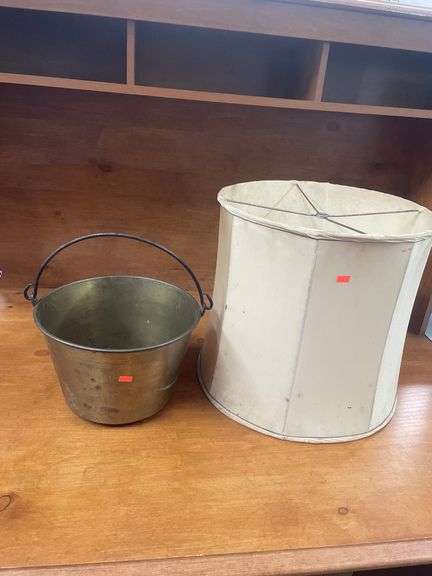 Brass bucket and lamp shade - Metzger Property Services, LLC