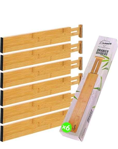 Drawer Dividers Bamboo Kitchen Organizers Set of 6 - Spring Loaded ...