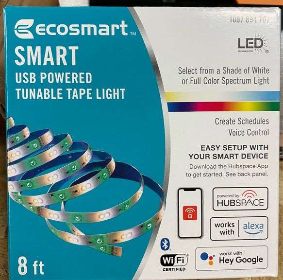 EcoSmart USB Powered Tunable LED Tape Light, 8’, White or Full Color ...