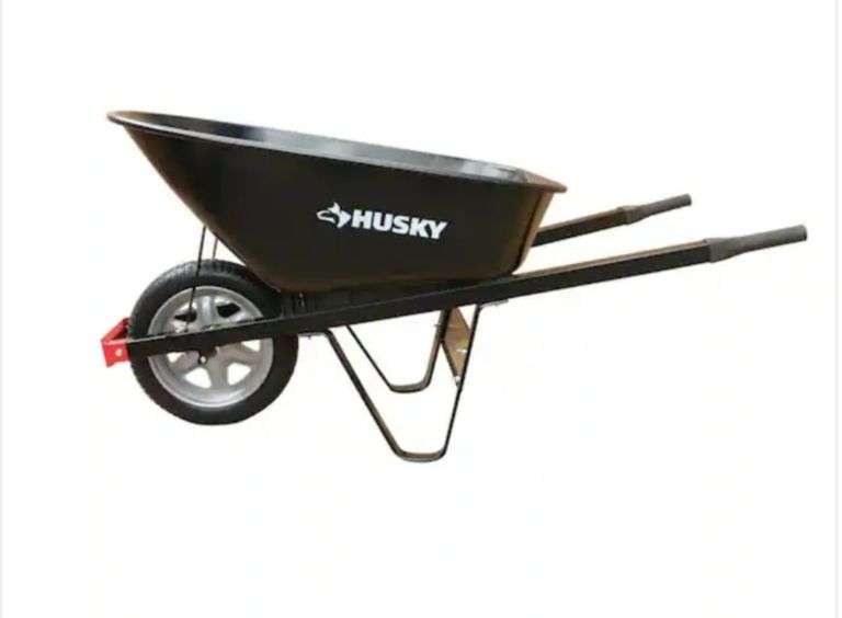 Husky 6 cu. ft. Steel Wheelbarrow with a Flat-Free Tire - Metzger ...