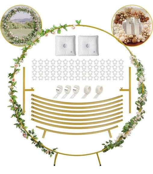 OurWarm Round Balloon Arch Stand Kit, Golden Circle Backdrop Stand, 6 ...