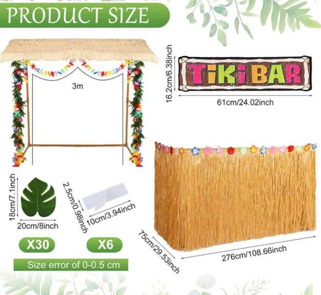 5 Pcs Tiki Bar Hut Sets Tropical Tabletop Hut Tiki Bar Roof Hawaiian ...