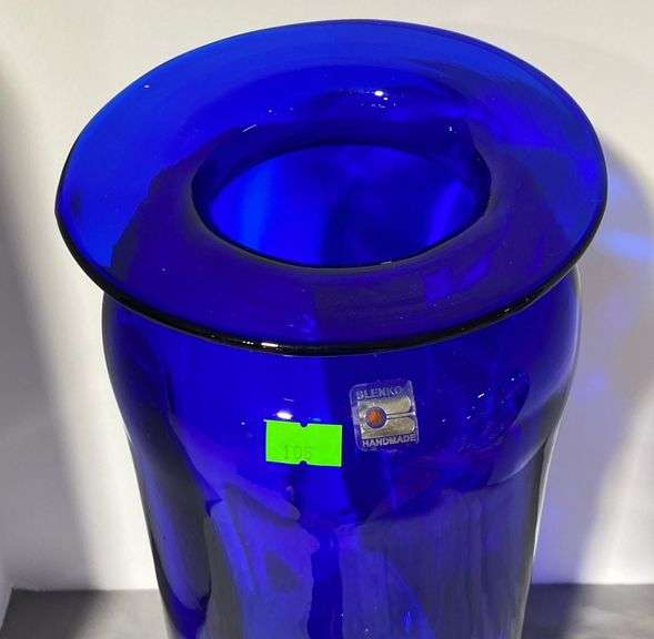 Blenko Handmade Cobalt Blue Vase 21” - Metzger Property Services, LLC