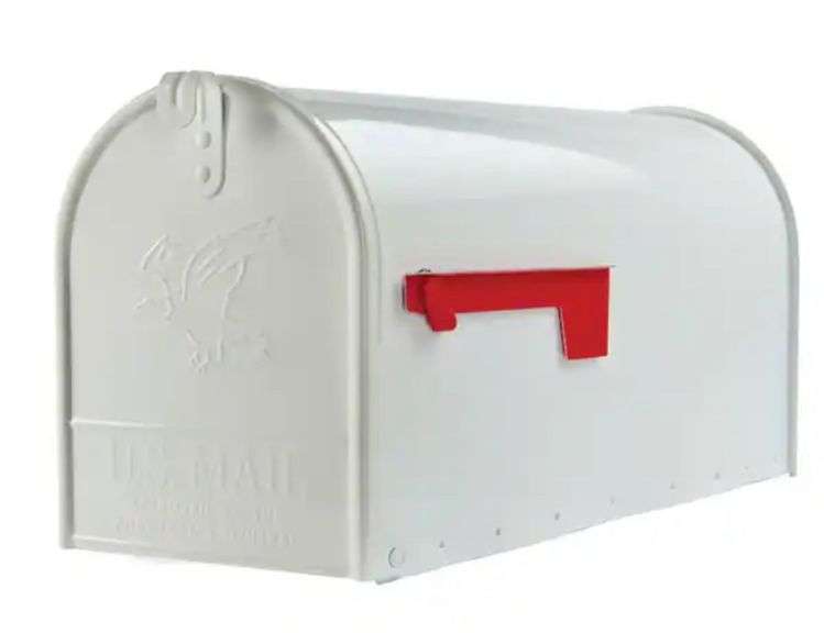 Elite Large White Galvanized Steel Post Mount Mailbox - Metzger ...