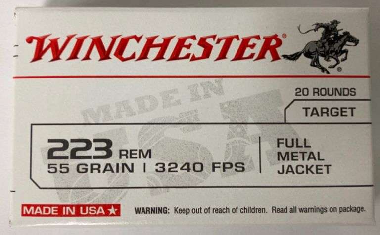 Winchester Full Metal Jacket .223 REM 55 GR Ammunition, 20 Count ...