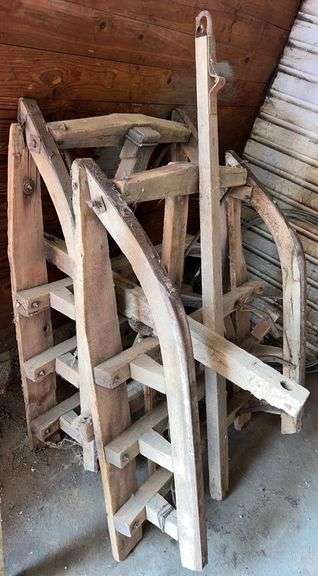Antique Horse Drawn Two Piece Bob Sled with Hitch approx. 12 ft. - Each ...