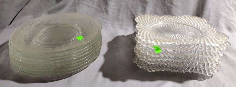 Eight - Cut Glass Plates 8” & Westmoreland Clear Depression Glass ...