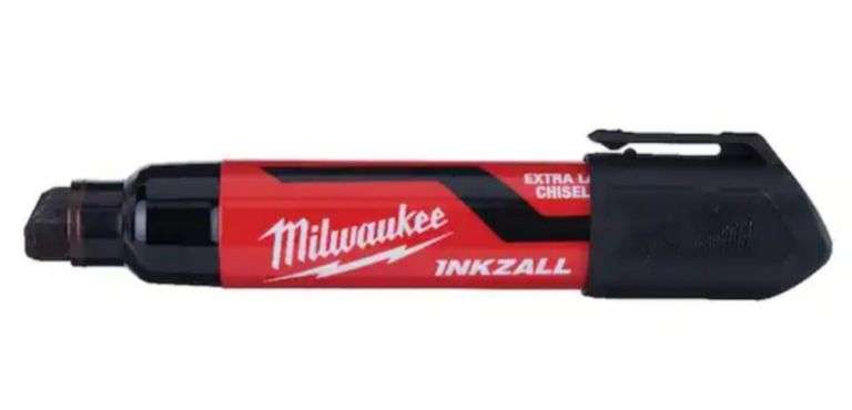 Milwaukee INKZALL Black Extra Large Chisel Tip Jobsite Permanent Marker ...