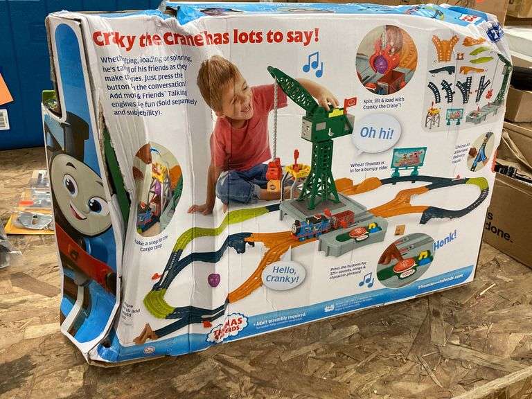 Thomas & Friends Motorized Train Set, Talking Cranky Delivery Set, Talking Crane & Battery ...