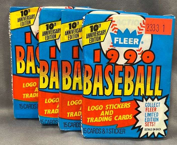 4- 1990 baseball logo stickers and trading card packs - Metzger ...