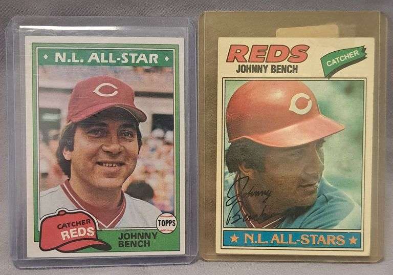 1977- & 1981 Topps Johnny Bench baseball cards - Metzger Property ...