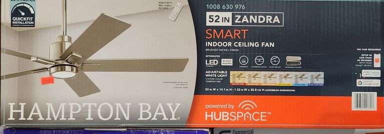 Hampton Bay Zandra 52 in. White Changing Integrated LED Brushed Nickel ...