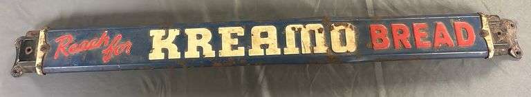Vintage Kreamo Bread rack sign 3”x32”, double sided, embossed - Metzger ...
