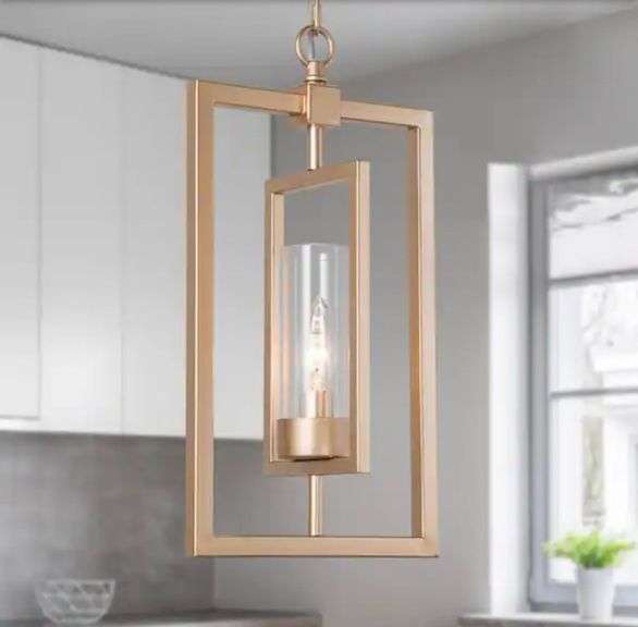 Modern Gold Kitchen Pendant Light, 1-Light Brass Dining Room Chandelier ...