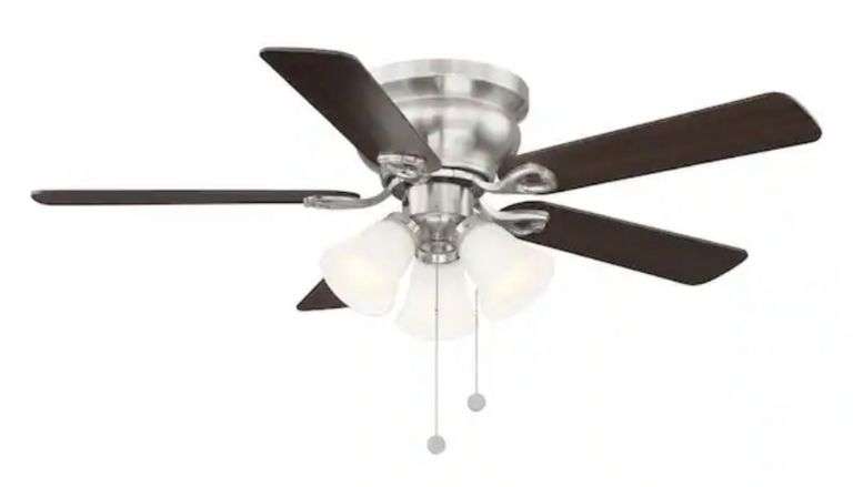 Clarkston II 44 in. LED Indoor Brushed Nickel Ceiling Fan with Light ...