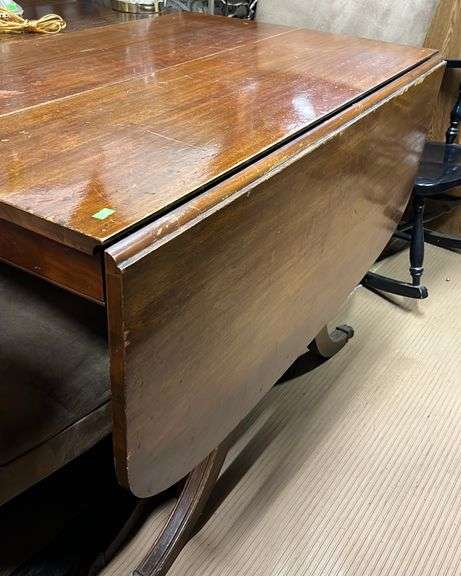 Duncan Phyfe drop leaf table 42x28x30" with wear - Metzger Property ...