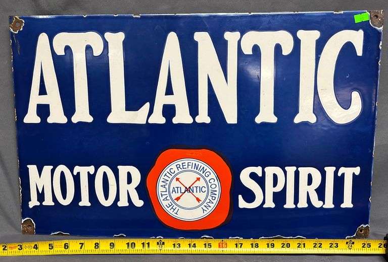 Atlantic motor spirit porcelain sign 15x24" - Metzger Property Services ...