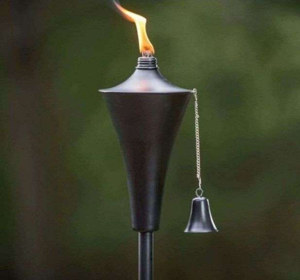 65” Tall- Tiki Style Patio Torch /w Snuffer & Fiberglass Wick - Metzger ...