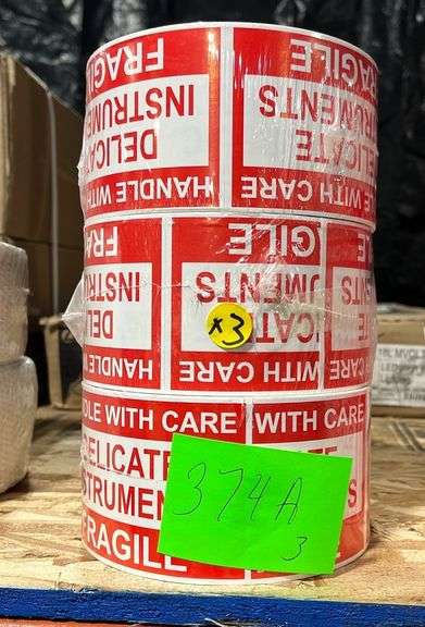 (3) "Handle with Care" sticker rolls - Metzger Property Services, LLC