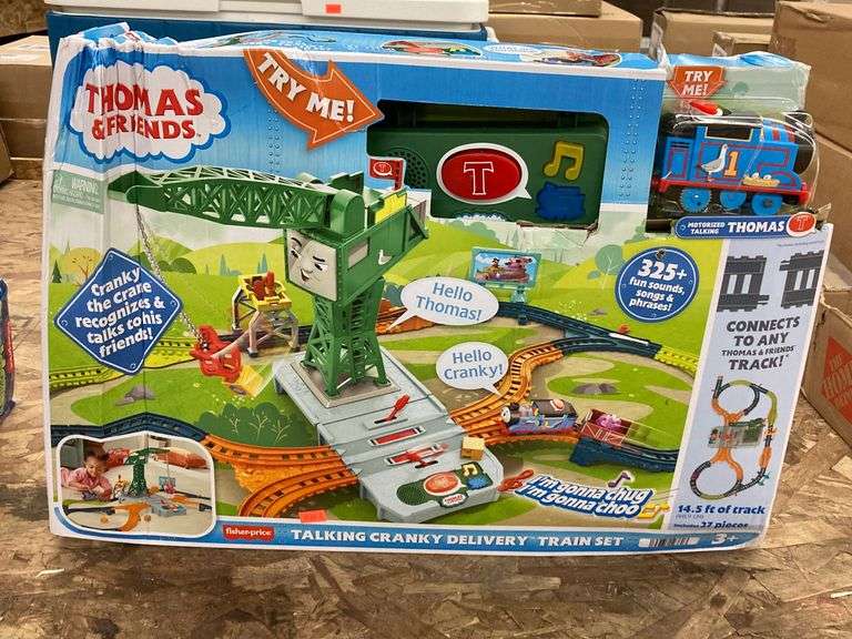 Thomas & Friends Motorized Train Set, Talking Cranky Delivery Set, Talking Crane & Battery ...