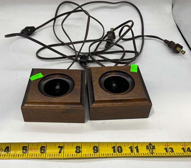 2 wood paperweight light stands - Metzger Property Services, LLC